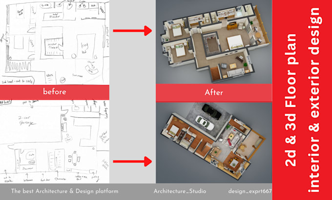 Design 2d floor plan, 3d floor plan, interior and exterior design by ...