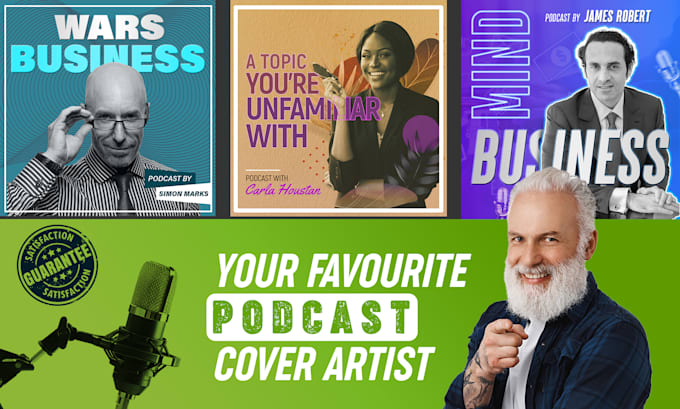 Do photographic, typographic, audiobook, talk show podcast cover art ...