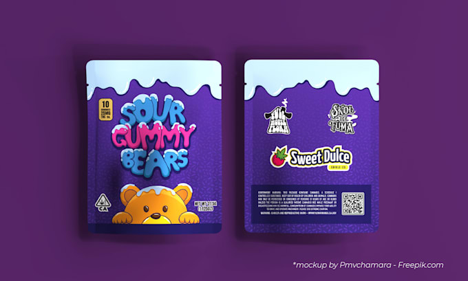 Design cannabis gummy bear packaging bag by Azmianshori | Fiverr