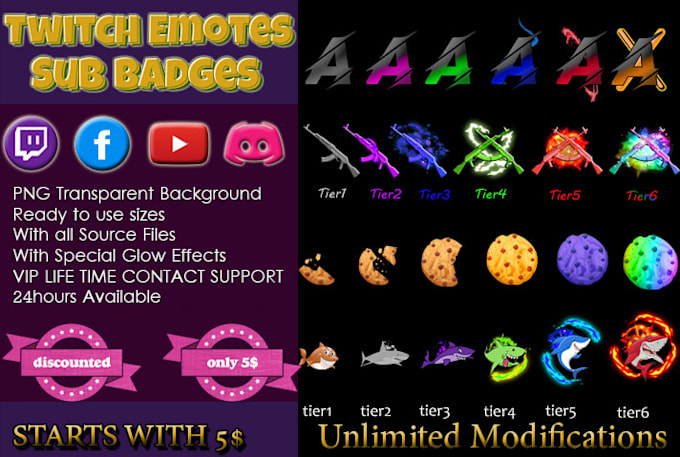Create custom sub badges for twitch in 24 hours by Hawkseye987 | Fiverr