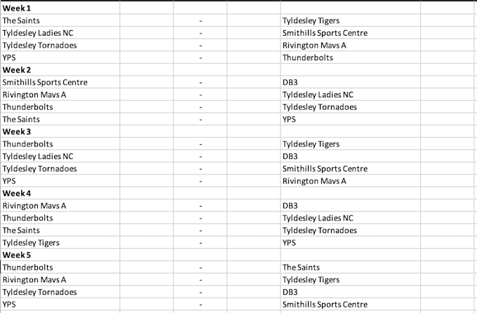 Create local sports team fixtures by Twinkleynwa | Fiverr