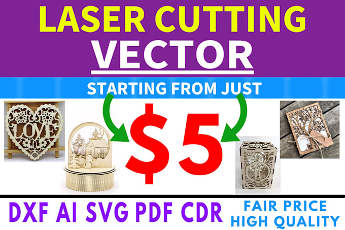 Draw custom vector file for laser cutting dxf svg ai cdr pdf by Senola82 | Fiverr
