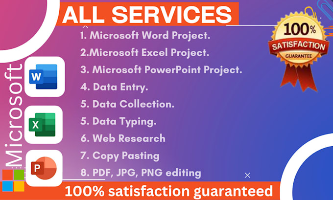 Do any type of work, projects on ms office word, excel, powerpoint and ...