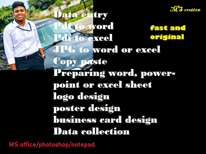 Do data entry,logo design,poster design,copy typing, business card ...