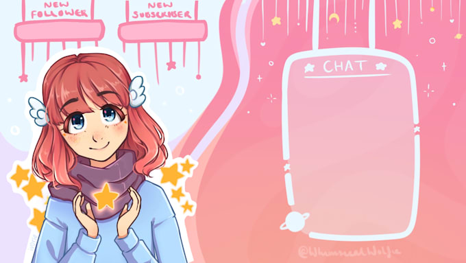 Design a cute vtuber screen overlay for you by Whimsicalwolfie | Fiverr