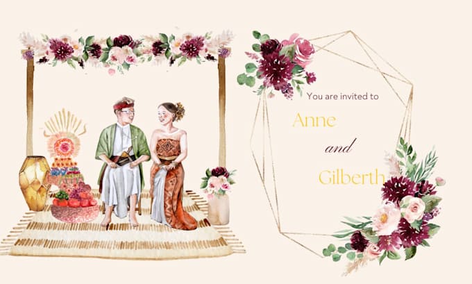 Design your high resolution wedding invitation by Malinikomang | Fiverr