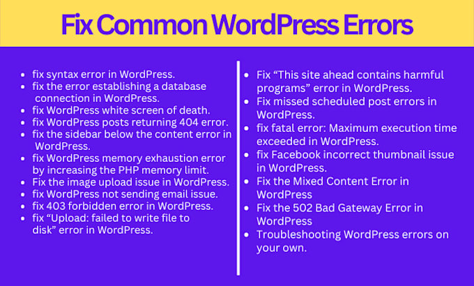 Do Fix Common Wp Errors By Hasanuzzam397 Fiverr