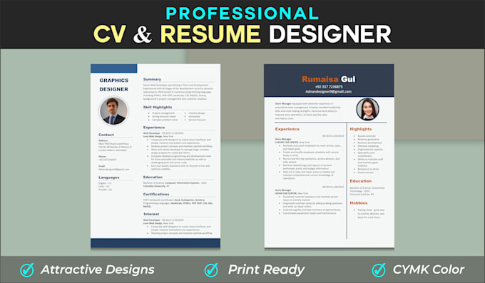 Design professional cv resume cover letter by Alpha_graphics5 | Fiverr