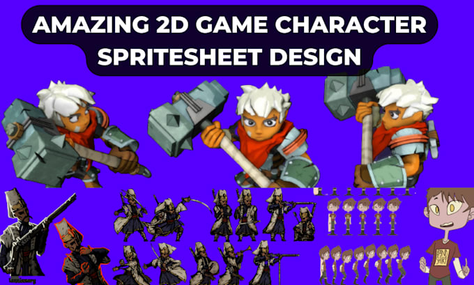 Draw 2d sprite sheet, pixel art, character design, dnd character design ...
