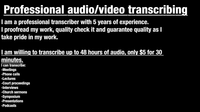 Do audio to video transcribing by Triptranscripts | Fiverr