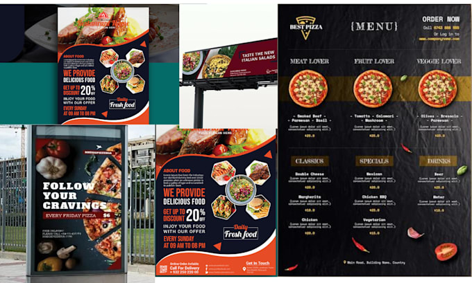 Design restaurant logo, business card, sing board, invoic menu chat ...