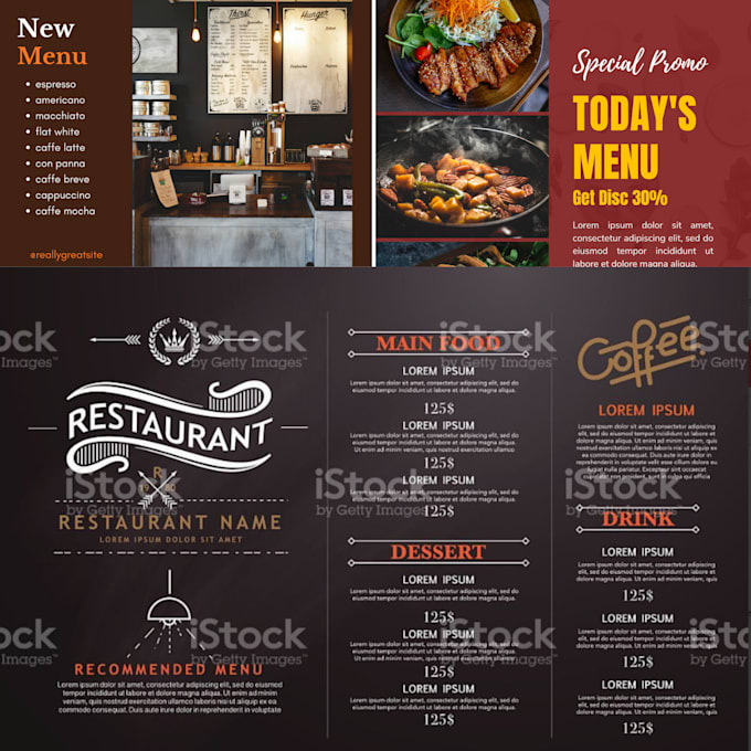 Create menu design, food menu, restaurant menu,price list