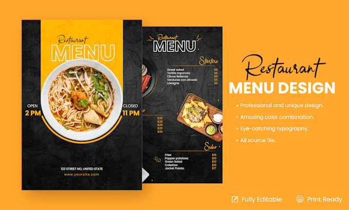 Do modern restaurant food menu, digital menu design by Mavenopro | Fiverr