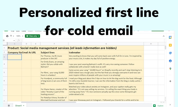 Write personalized first lines and icebreakers for cold emails by Chanhaomeeiz | Fiverr