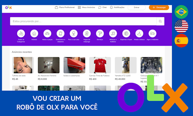 Criar bot, robo, script para pegar informacoes da olx by Leandrosrosa | Fiverr