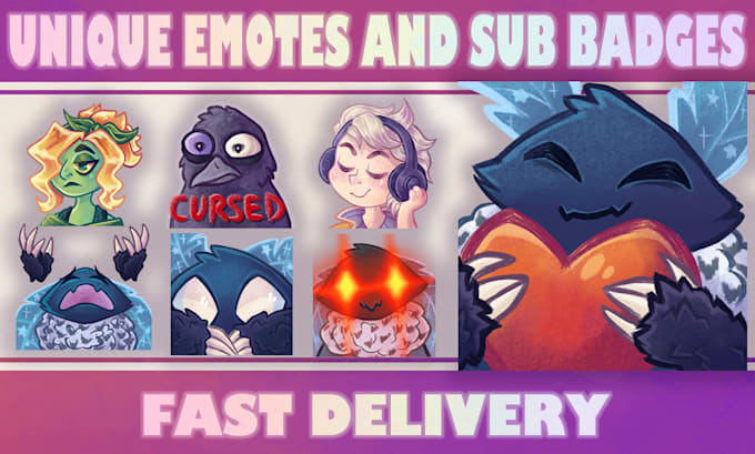Create cute and unique emotes or sub badges by Suspiciouscacti | Fiverr