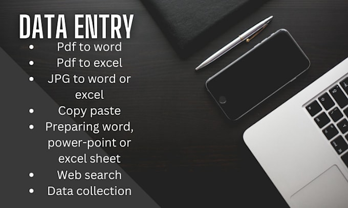 Do data entry, pdf or jpeg to word or excel, copy paste, typing etc by Serviceagency | Fiverr