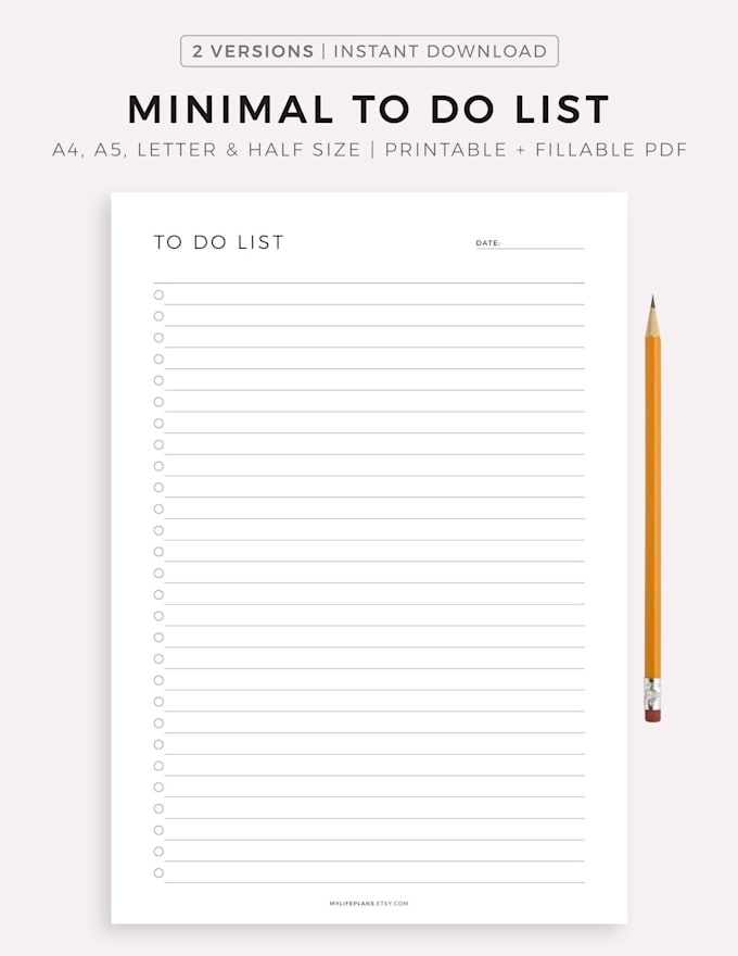 Create to do list printable, simple tasks list template by Nizoiko | Fiverr
