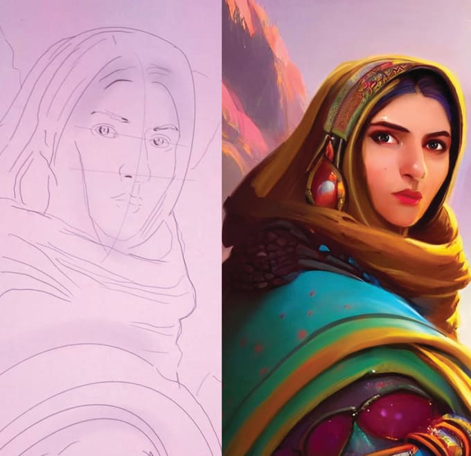 Convert hand drawing into digital art illustration by Aibastayah1122 ...