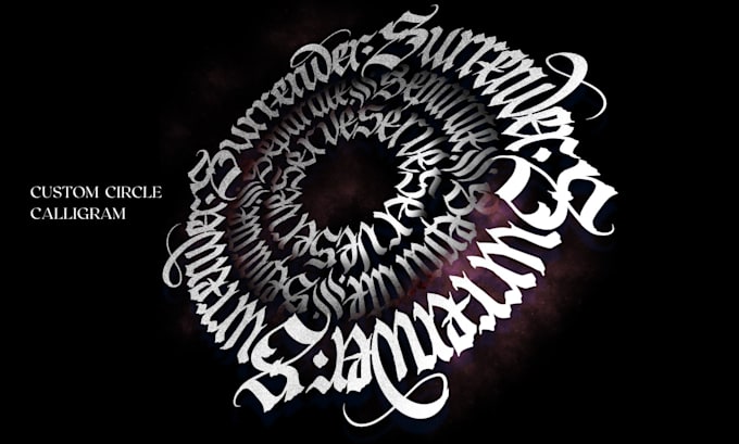 Create a circle calligram logo, tshirt, avatar, tattoo, gothic ...