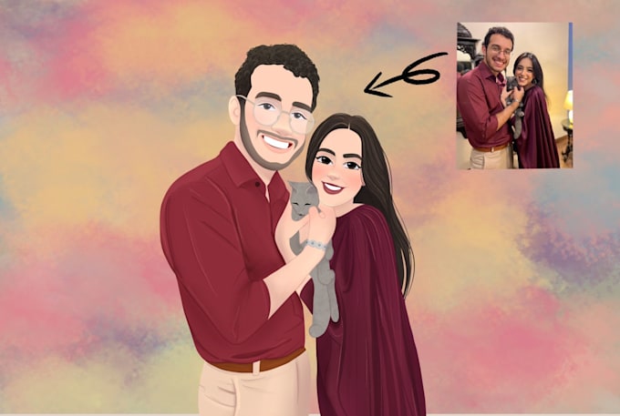 Draw disney style cartoon portrait by Musfirah_ | Fiverr