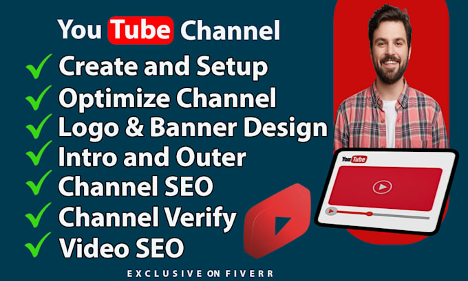 Create and setup youtube channel, logo, channel art and channel ...