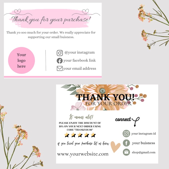Design custom minimalist thankyou cards by Fatimasaleem863 | Fiverr