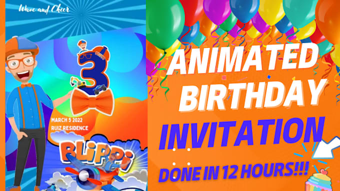 Make animated birthday invitation with sounds by Mayebarcelona | Fiverr