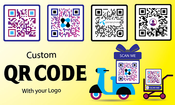 Create custom stylist dynamic professional qr code with logo in half ...