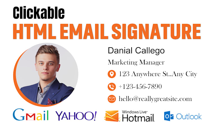 Make a clickable html email signature by Meliashs | Fiverr