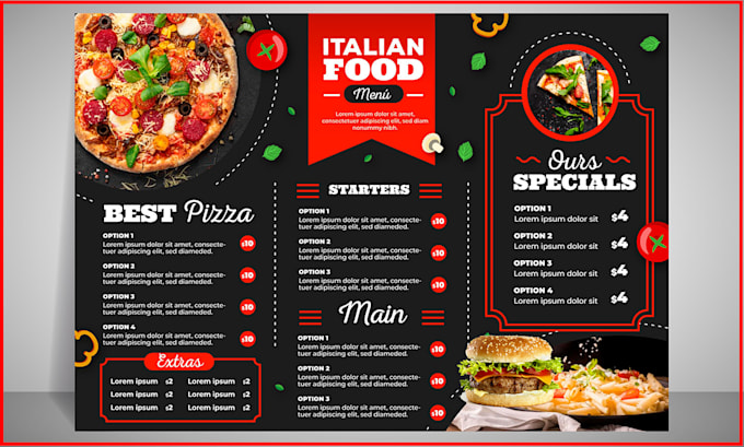 Design all sized editable professional restaurant menu bar menu food ...