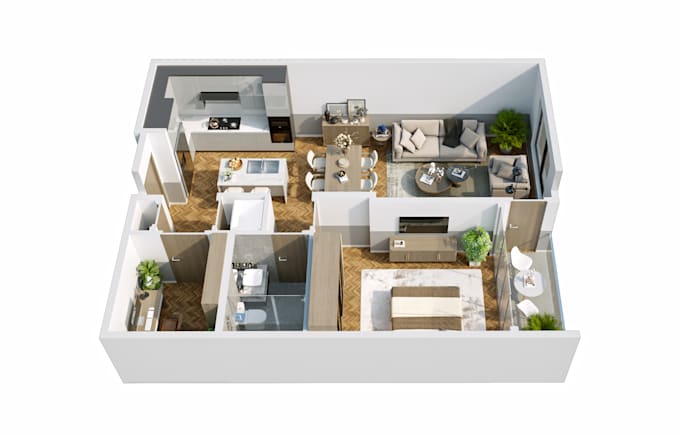 Make 3d floor plan apartment and realistic rendering by Namnguyen93 | Fiverr