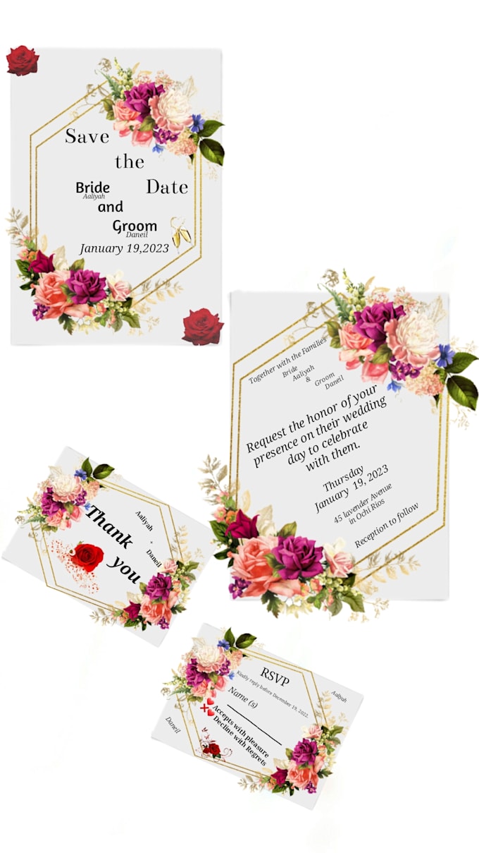 Design custom wedding invitation cards by Aaliyahboo | Fiverr