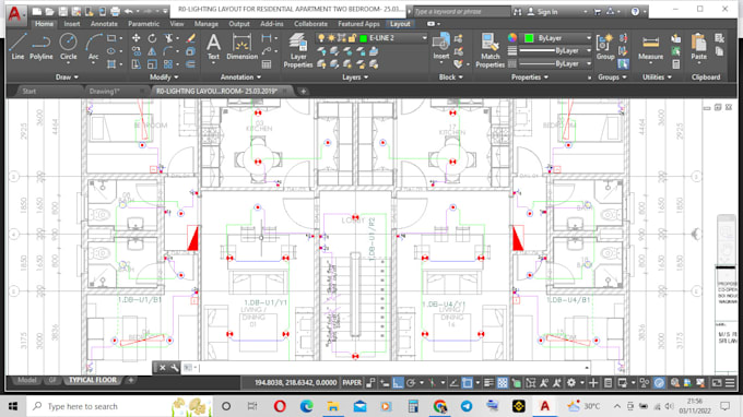 Draw electrical design drawing floor plan on autocad 2d by ...