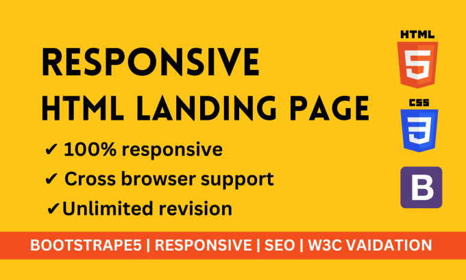 Create A Responsive Html Landing Page Using Html Css Bootstrap5 By Shafitul Fiverr