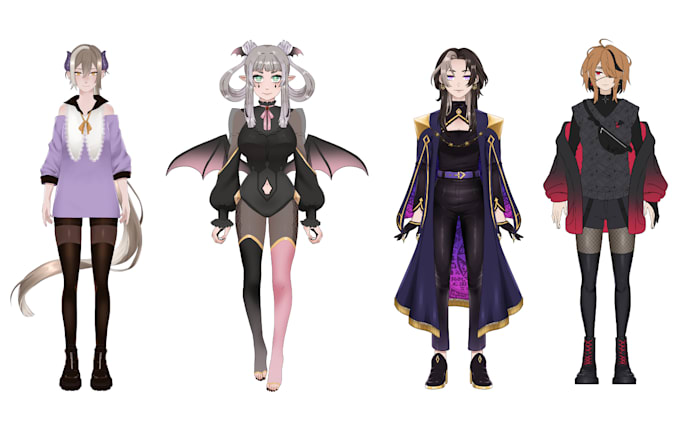Make a vtuber concept sheet, ready to rigg half and full body by ...