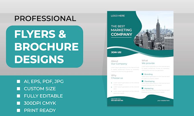Design flyer, a3, a4, a5, a6 sizes folder, pamphlet or brochure ...