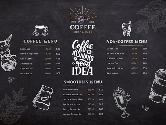 Do modern restaurant menu design by Muhammaduzai758 | Fiverr