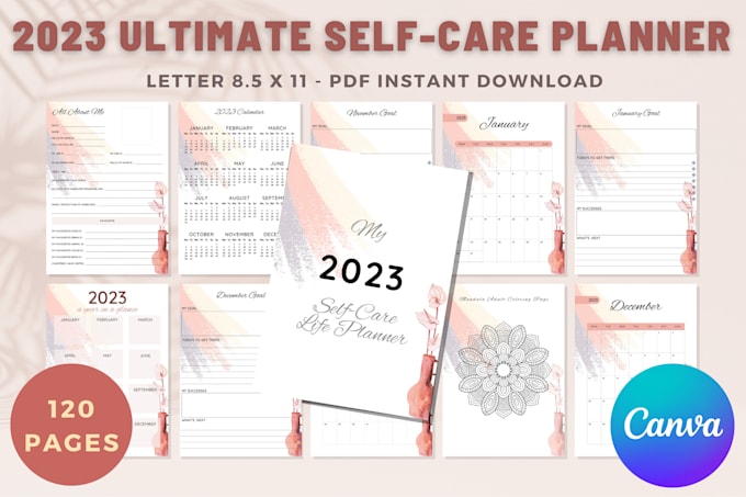 Provide canva editable template for 2023 life planner by Tedgougeonart ...
