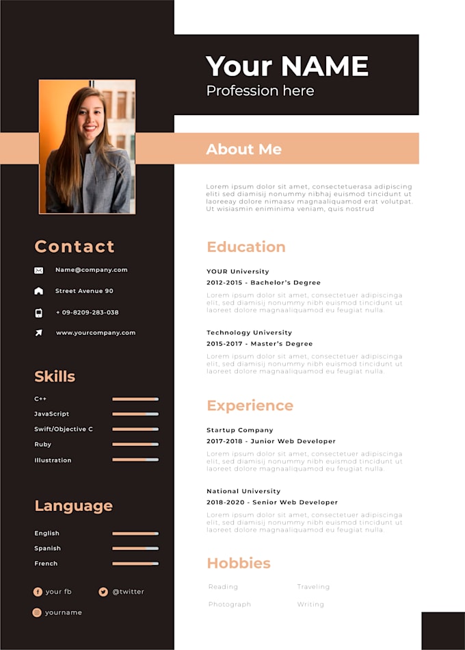 Design amazing and creative resume by Wh_ali | Fiverr