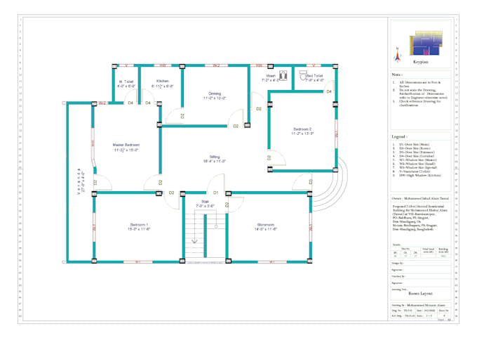Make architectural drawing in autocad by Monzuralam9 | Fiverr