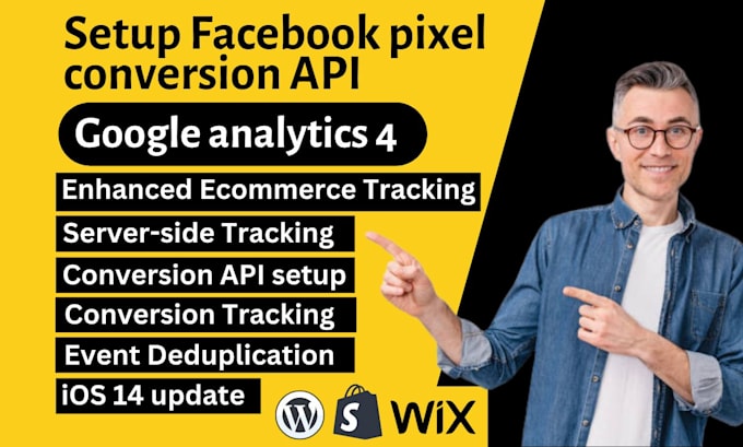 Setup facebook pixel conversion api, google analytics 4, tag manager ios update by B_service_24 ...