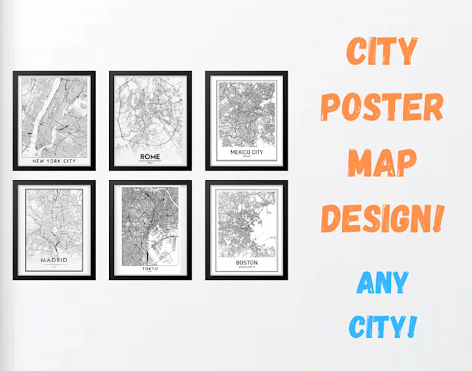 Create incredible city poster map wall art by Poloboys | Fiverr