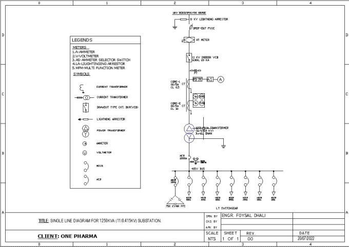 Draw electrical design, single line diagram by using autocad by ...