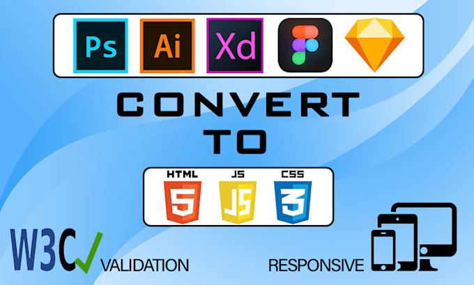 Convert figma to html css, psd to html css, xd to html css and ...