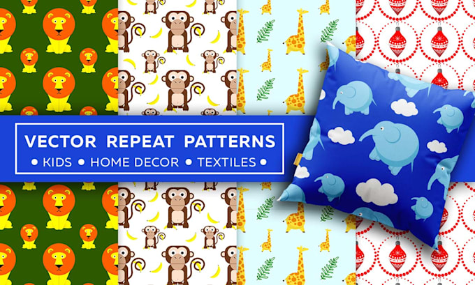 Design vector repeat patterns for textiles, kids and decor by Annakaravay | Fiverr