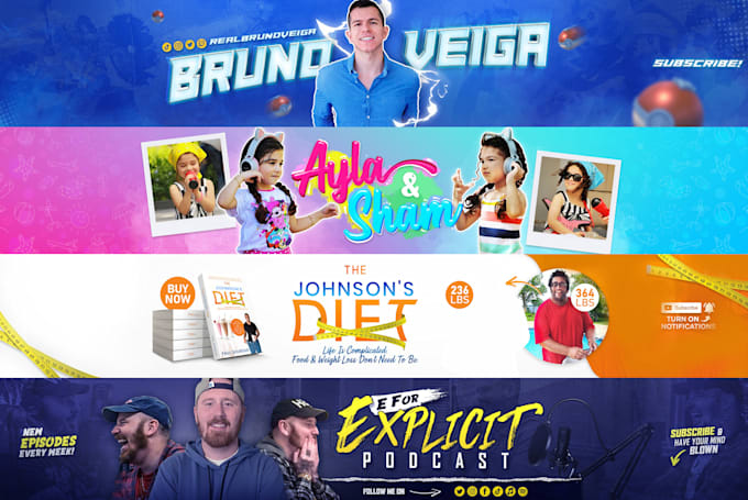 Design a perfect youtube banner by Mgr_graphics | Fiverr