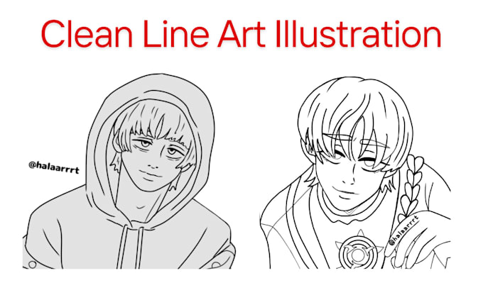 Draw clean line art anime style character for you by Halaarrrt | Fiverr