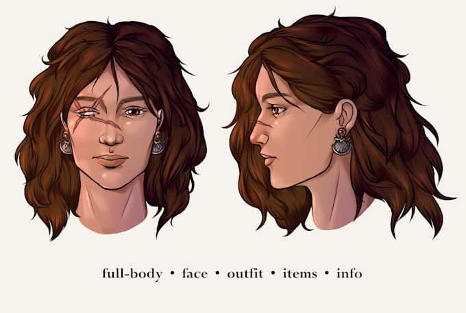 Design a detailed reference sheet for your character by Cawico7 | Fiverr
