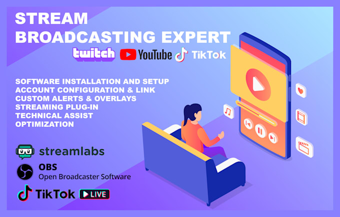 Setup streamlab, obs studio or tiktok live studio for you by ...